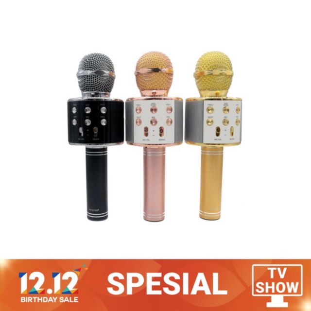 Jual Mic Bluetooth WS-858 Wster Smule Wireless Karoke Portable Microphone Karaoke speaker ...