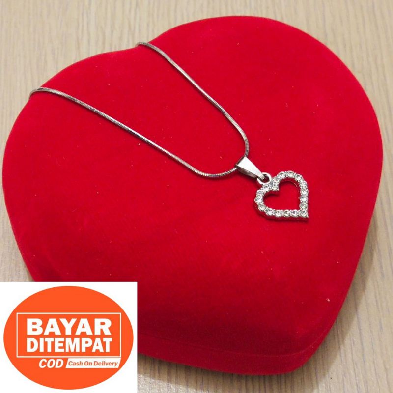 Jual Kalung Titanium Anti Karat Bandul Love Bolong Terbaru Pria/wanita ...
