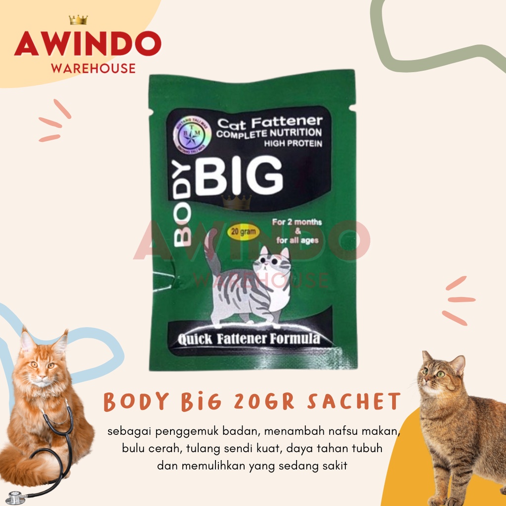 Jual BODY BIG CAT 20GR SACHET - Obat Penggemuk Kucing Vitamin Bulu ...