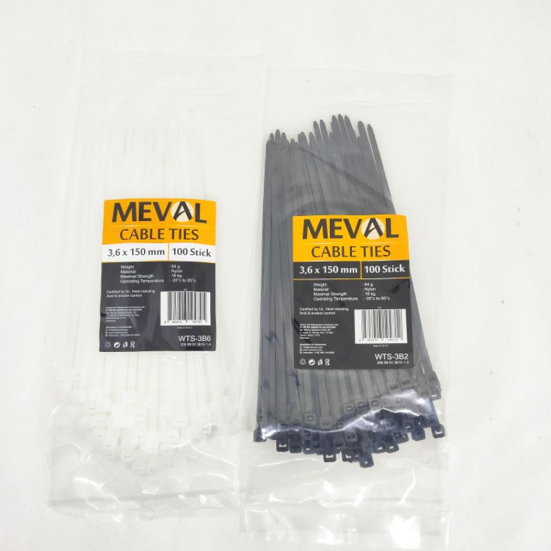 Jual Kabel Ties Meval / Kabel Tis Eclat / Nylon / Putih & Hitam Cable ...