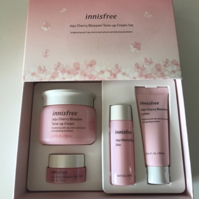 Jual Innisfree Preloved Isi 99% Jeju Cherry Blossom Tone-Up Cream Set ...