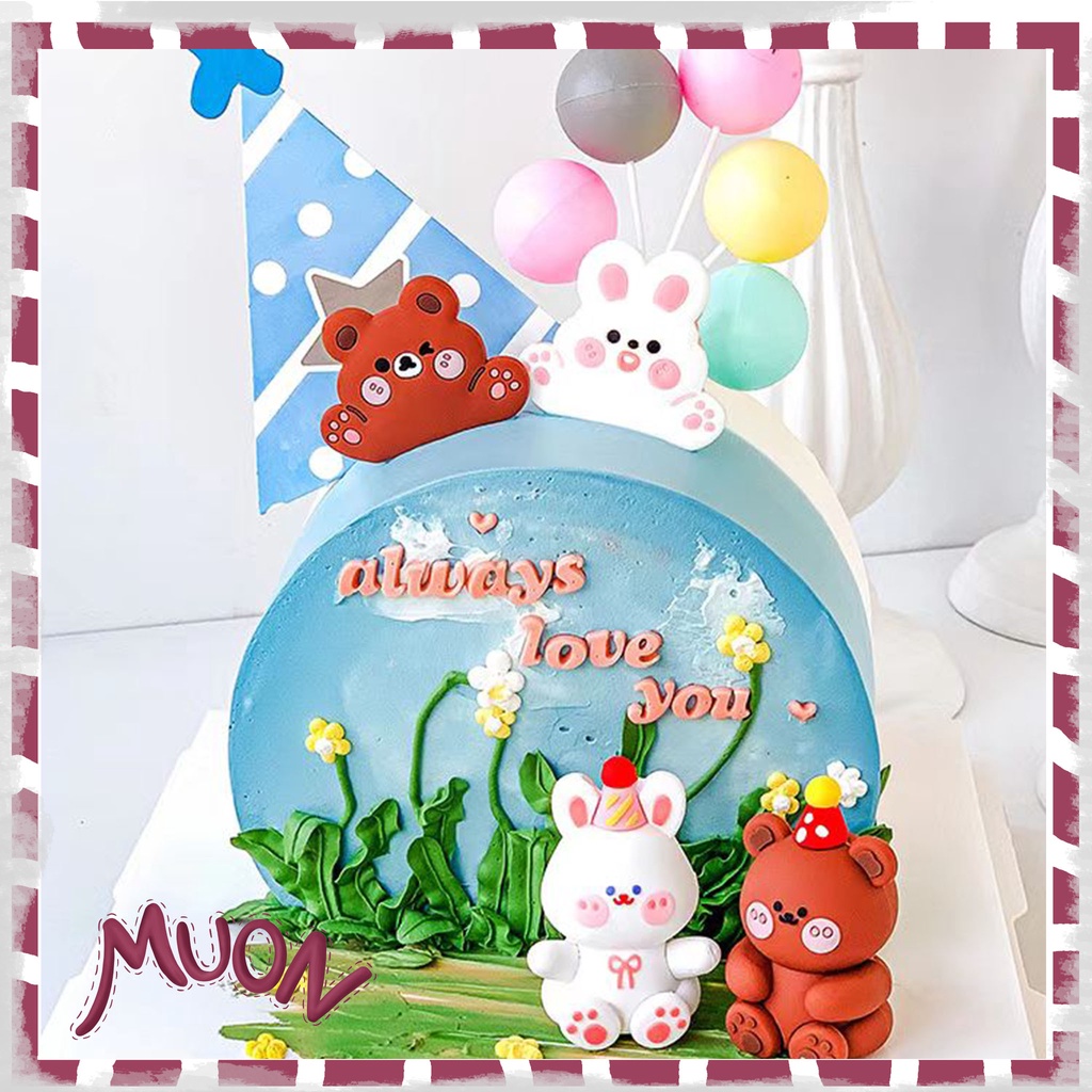 Jual Hiasan Kue Figurin Kelinci dan Beruang Bear and Bunny Gendut Lucu ...