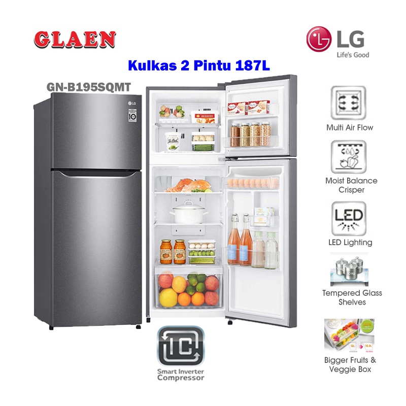 Jual Kulkas 2 Pintu LG Smart Inverter 187L GN-B195SQMT | Shopee Indonesia