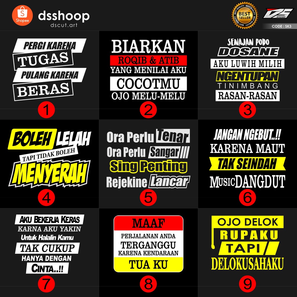 Jual stiker skotlet kaca pintu mobil TRUCK/PICK UP/L300 STIKER CUTTING KATA KATA part 3 | Shopee ...