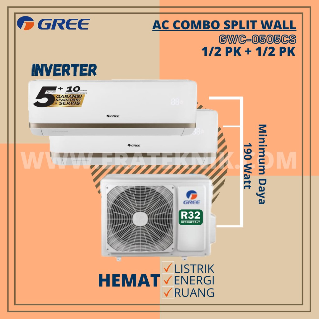 Jual AC GREE COMBO SPLIT 1/2PK 1/2PK INVERTER | Shopee Indonesia