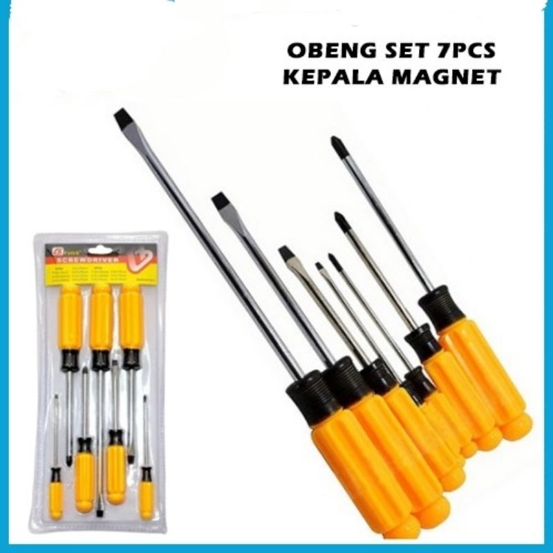 Jual Obeng Set isi 7 Pcs Kepala Magnet Fatick Screwdriver Tools ...