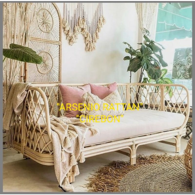 Jual SOFA BENCH ROTAN KUALITAS EKSPOR 3 SEATER + MEJA REVINHA | Shopee ...