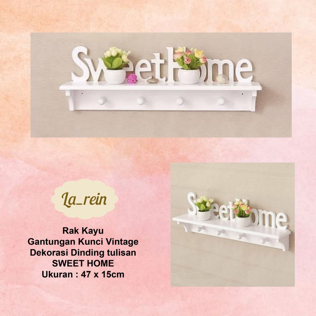 Jual Rak Kayu Gantungan Vintage SWEET HOME/Dekorasi Dinding/Wall ...