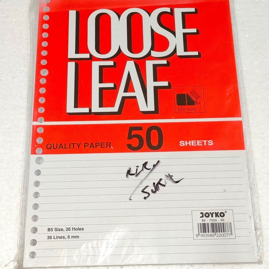 Jual kertas map binder besar B5 50 sheets - loose leaf kertas binder ...