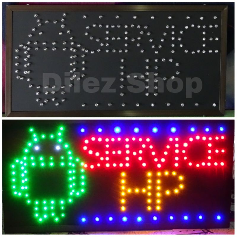 Jual Led Sign/Lampu Tulisan SERVICE HP plus Logo ROBOT ANDROID ukuran ...
