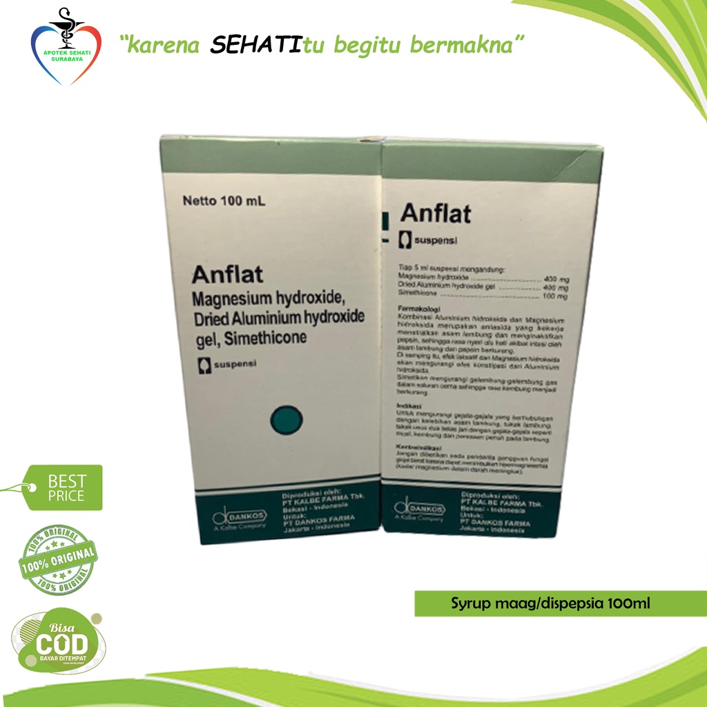 Jual Anflat Forte Sirup Suspensi 100MG Obat Maag Tukak Lambung Setara ...