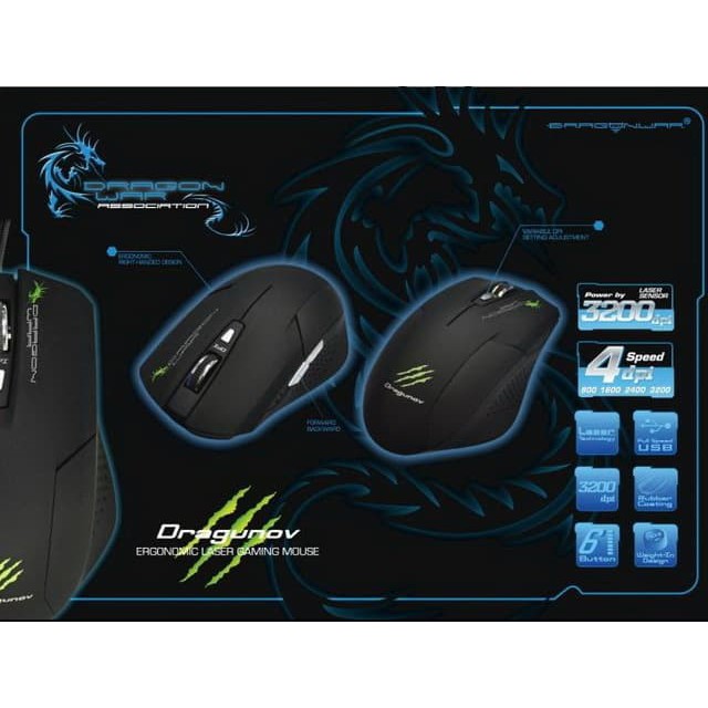 Jual HARGA HEMAT DragonWar Dragunov 3200dpi Gaming Mouse Free Mousepad ...