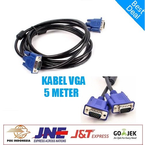 Jual KABEL VGA 5 meter MONITOR MALE TO MALE KONEKTOR | Shopee Indonesia