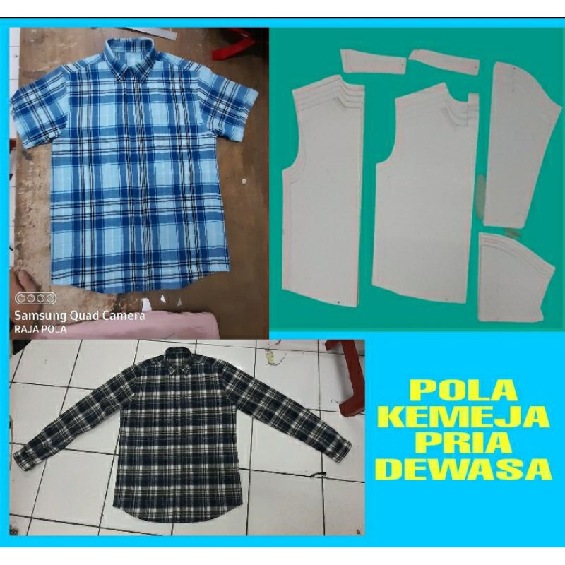 Jual Pola Kemeja Pria Dewasa siap pakai Lengan Pendek dn panjang (S-M-L ...