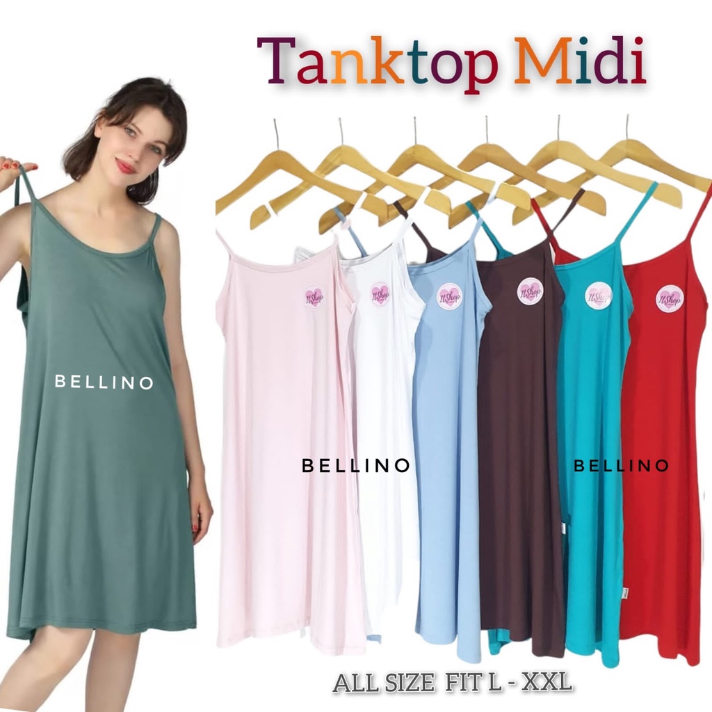 Jual Bellino - TengTop Wanita Midi Longdress Model Tali Kecil Jumbo XXL ...