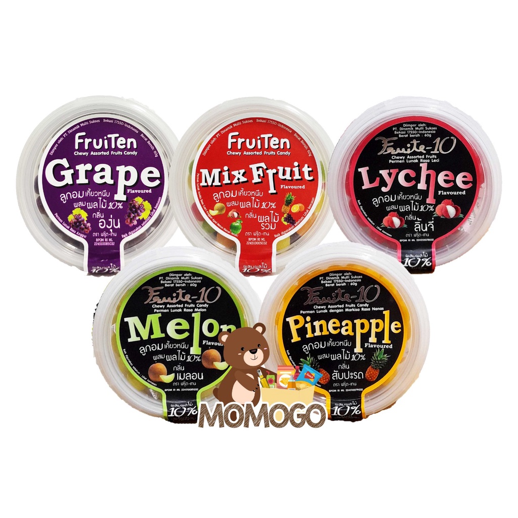 Jual FRUITE-10 CANDY PERMEN BUAH MELON / PINEAPPLE / GRAPE / LYCHEE ...