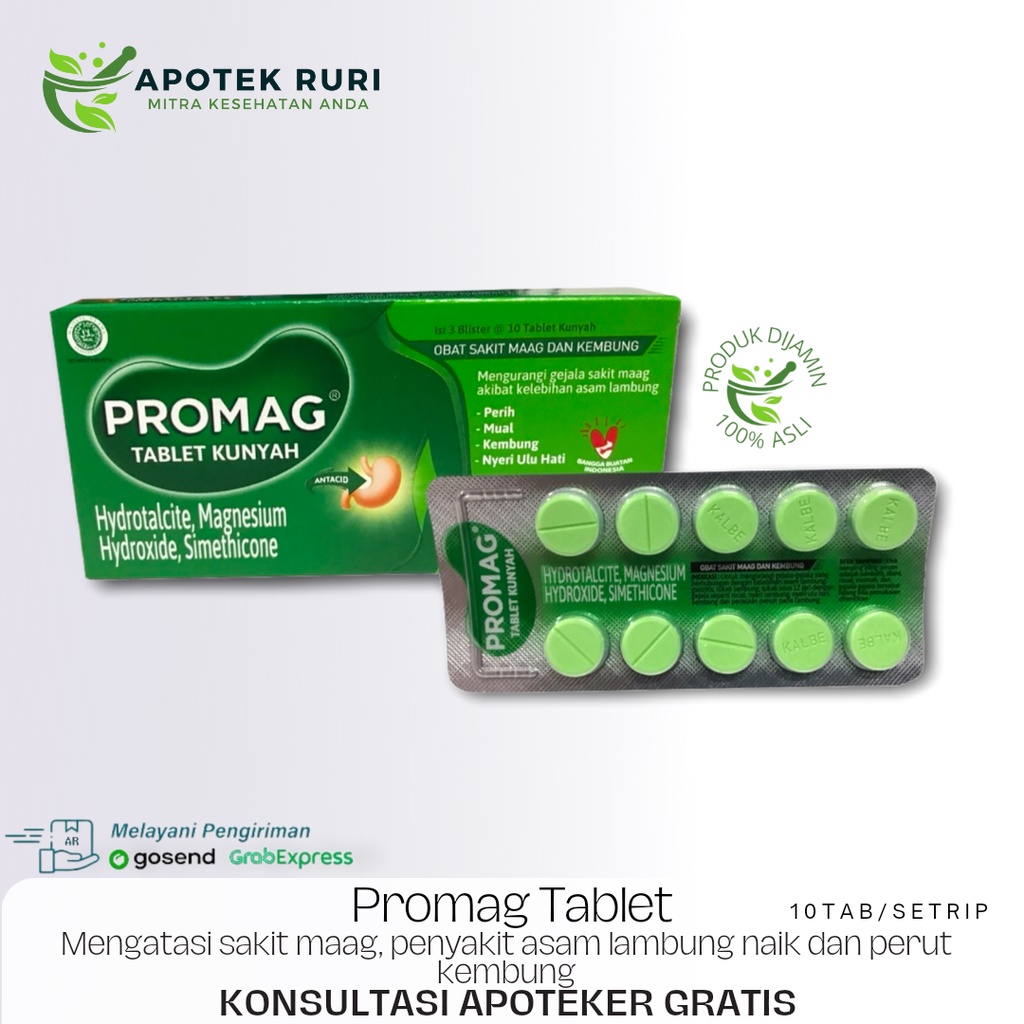 Jual PROMAG 10 TABLET 1 STRIP KUNYAH OBAT SAKIT MAAG DAN KEMBUNG ...