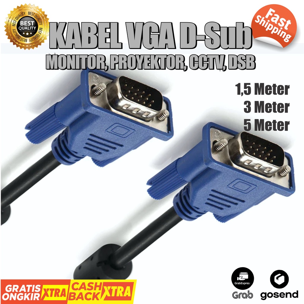 Jual Kabel Monitor VGA D-sub Dsub Cable untuk layar monitor dan display | Shopee Indonesia