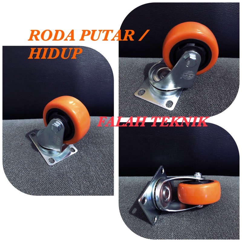 Jual RODA ROHA 2 INCH HIDUP RODA ROHA ORANGE PVC CASTER SWIVEL 1PCS ...