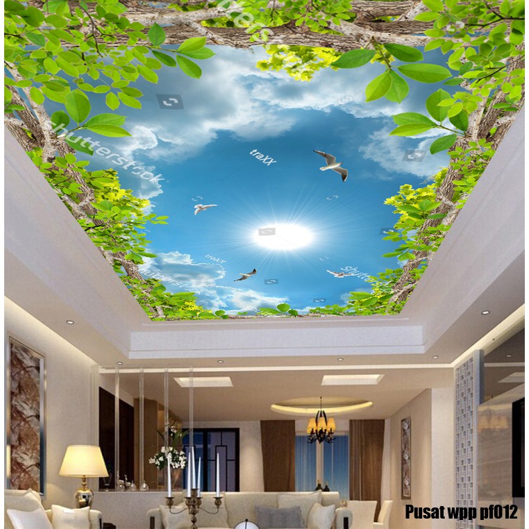 Jual Penjual Wallpaper Stiker Plafon, Custom wallpaper plafon Awan 3D ...