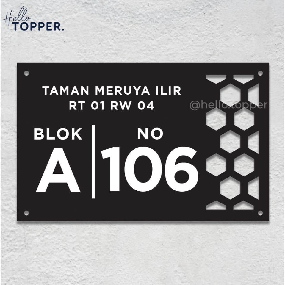 Jual Custom Plat Nomor Rumah Akrilik UV Print Pattern Bee Lebah ...