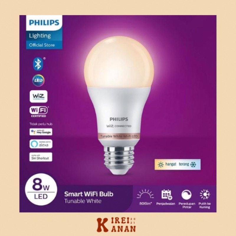 Jual philips lampu smart wifi LED 8w with bluetooth tunable white (putih) | Shopee Indonesia