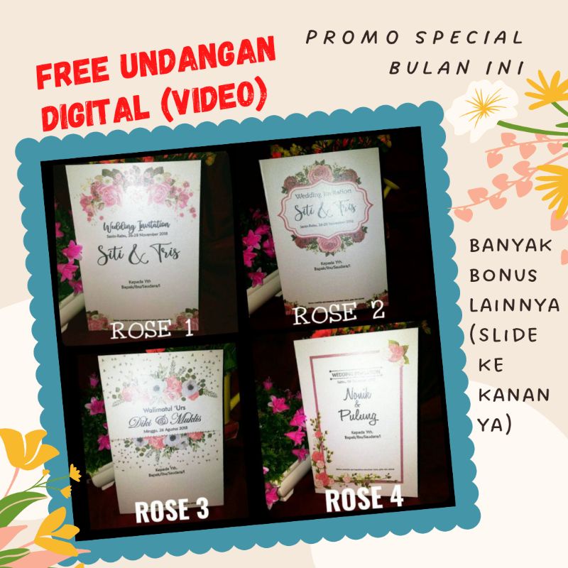 Jual Undangan Pernikahan Murah Rustic Vintage Kertas Jasmin Bunga Marun ...