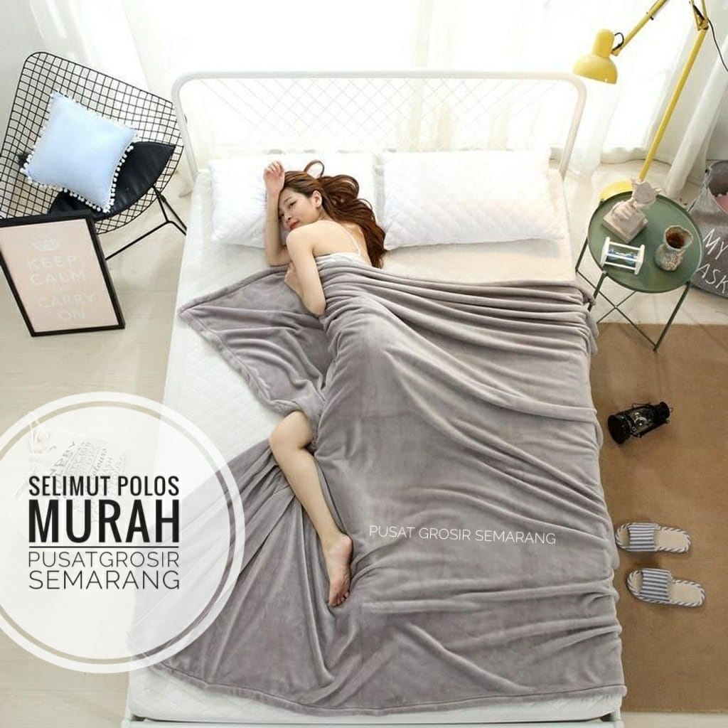 Jual Selimut Polos Tebal 600gr ANNA D&Z Selimut Bulu Polos Abu2 golden ...