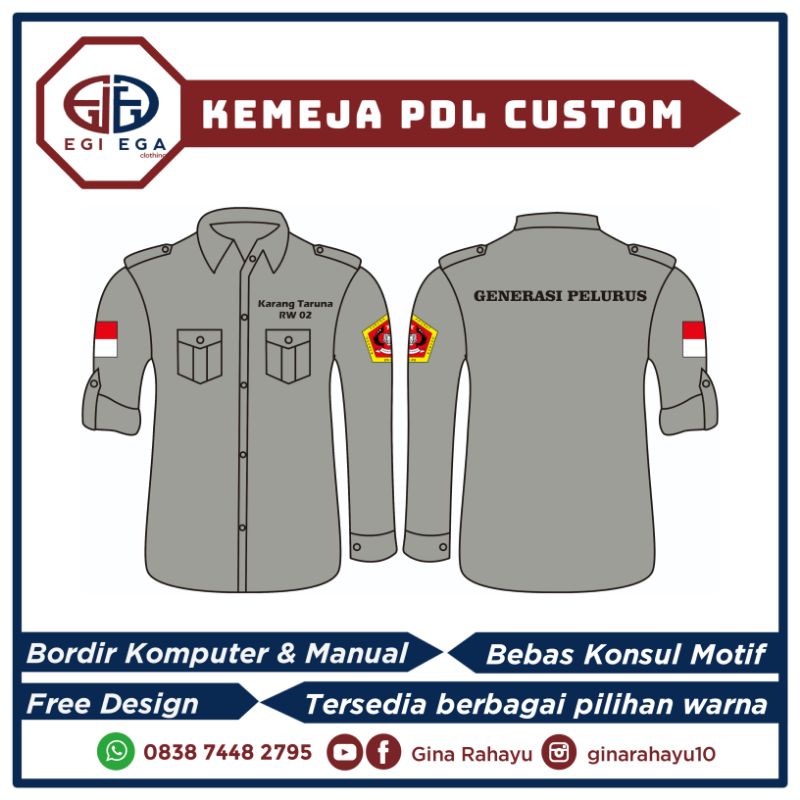Jual KEMEJA PANJANG PRIA PDL PDH PENDEK BORDIR DESAIN BEBAS SERAGAM KERJA SERAGAM SEKOLAH ...