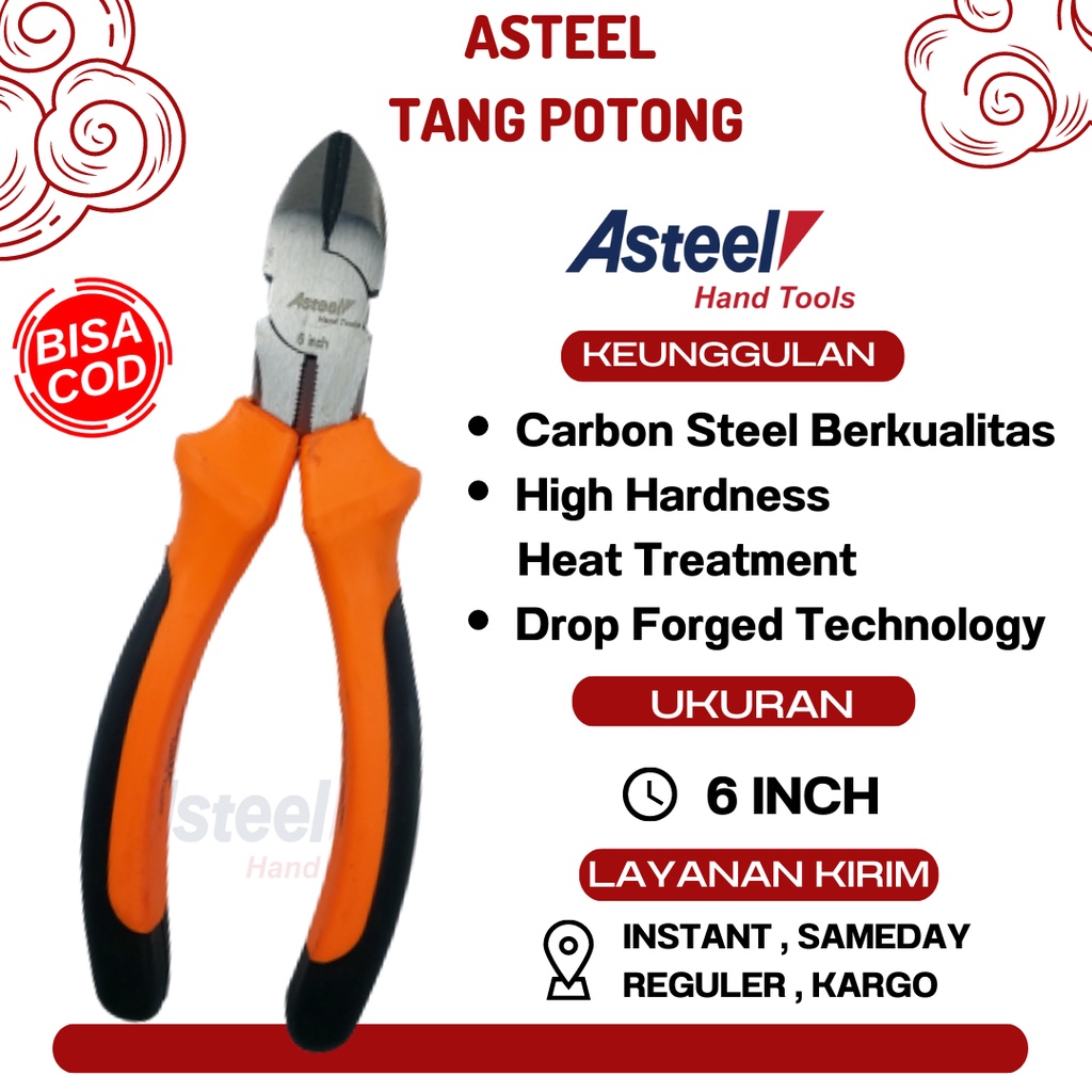 Jual ASTEEL Tang Potong 6 inch / Tang Potong / Tang Diagonal Plier 6 ...