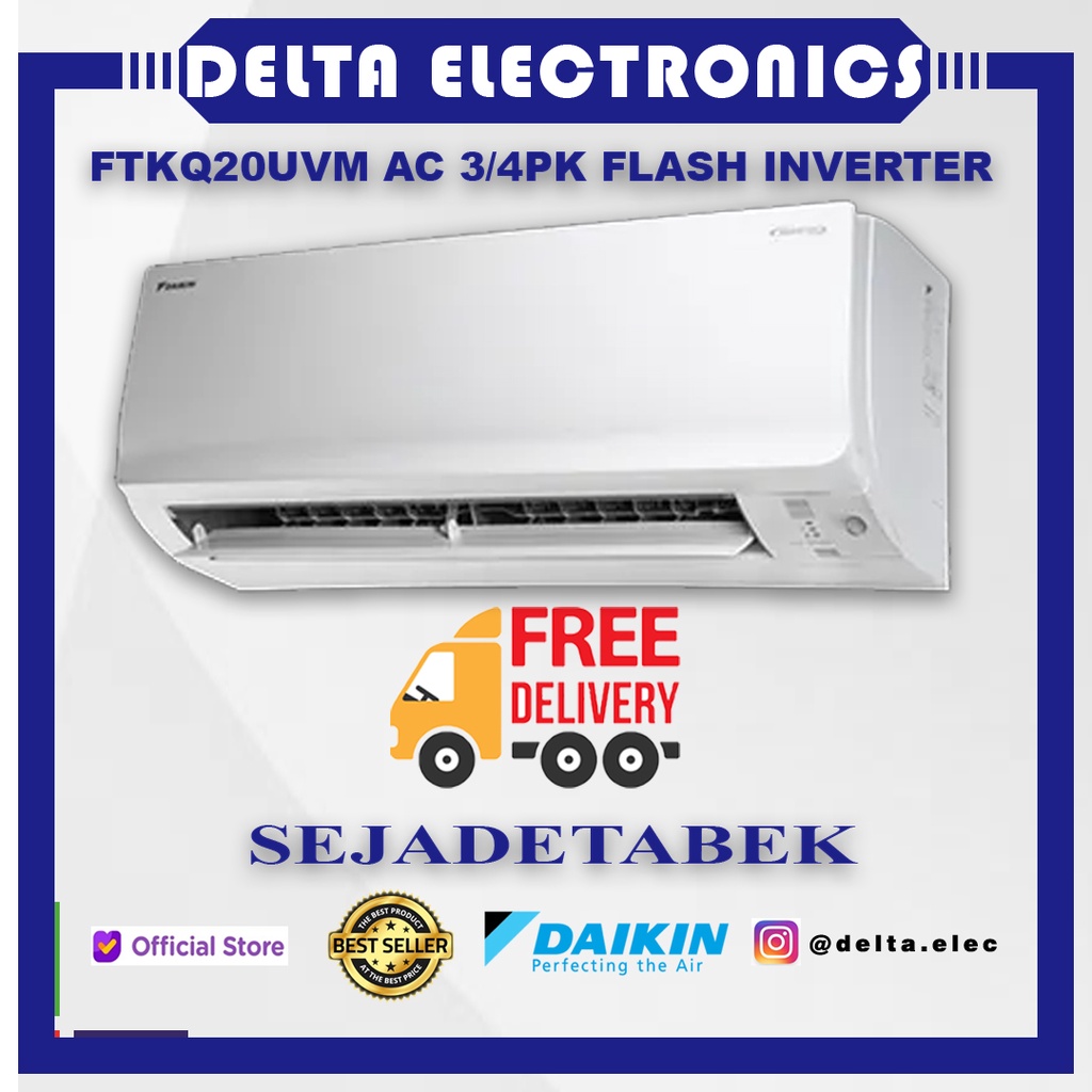 Jual Daikin FTKQ20UVM AC 3/4pk Flash Inverter Thailand R32 Unit Only ...