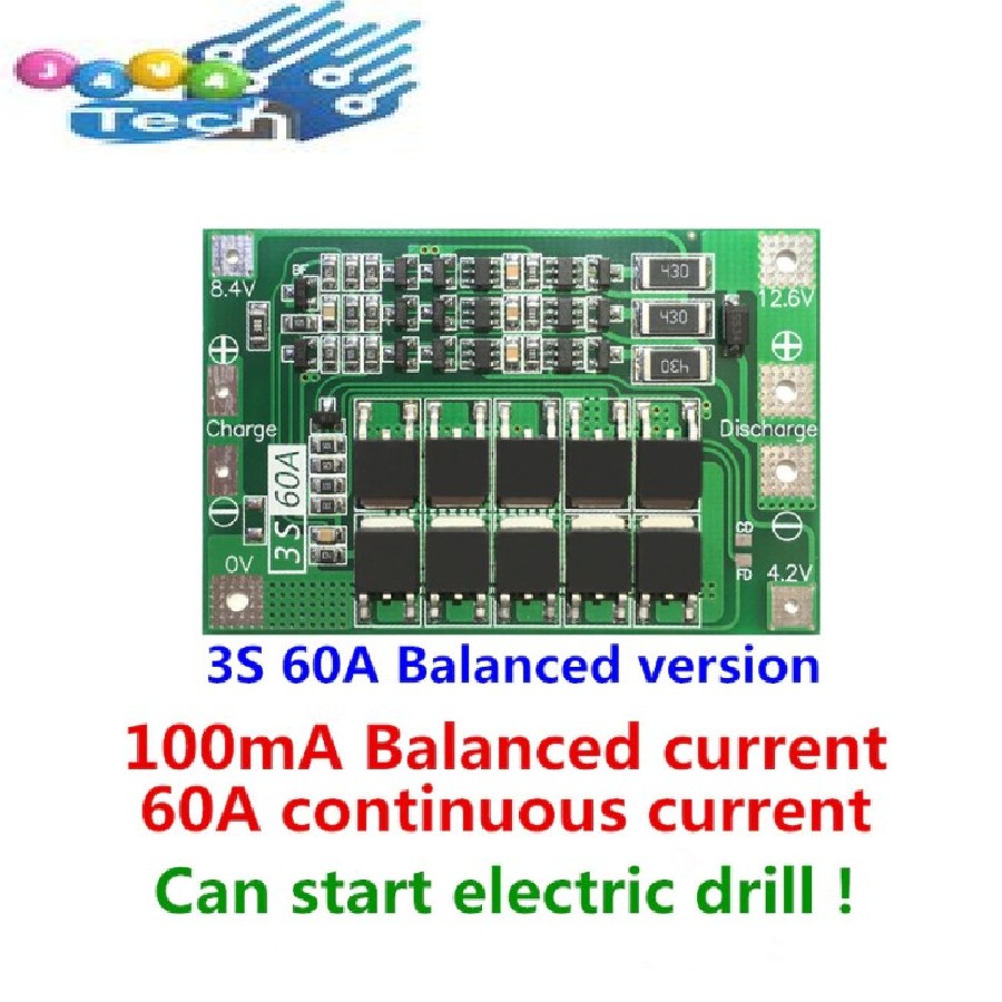 Jual BMS 3S 12V 60A Lithium Battery Protection Board Balance dan ...