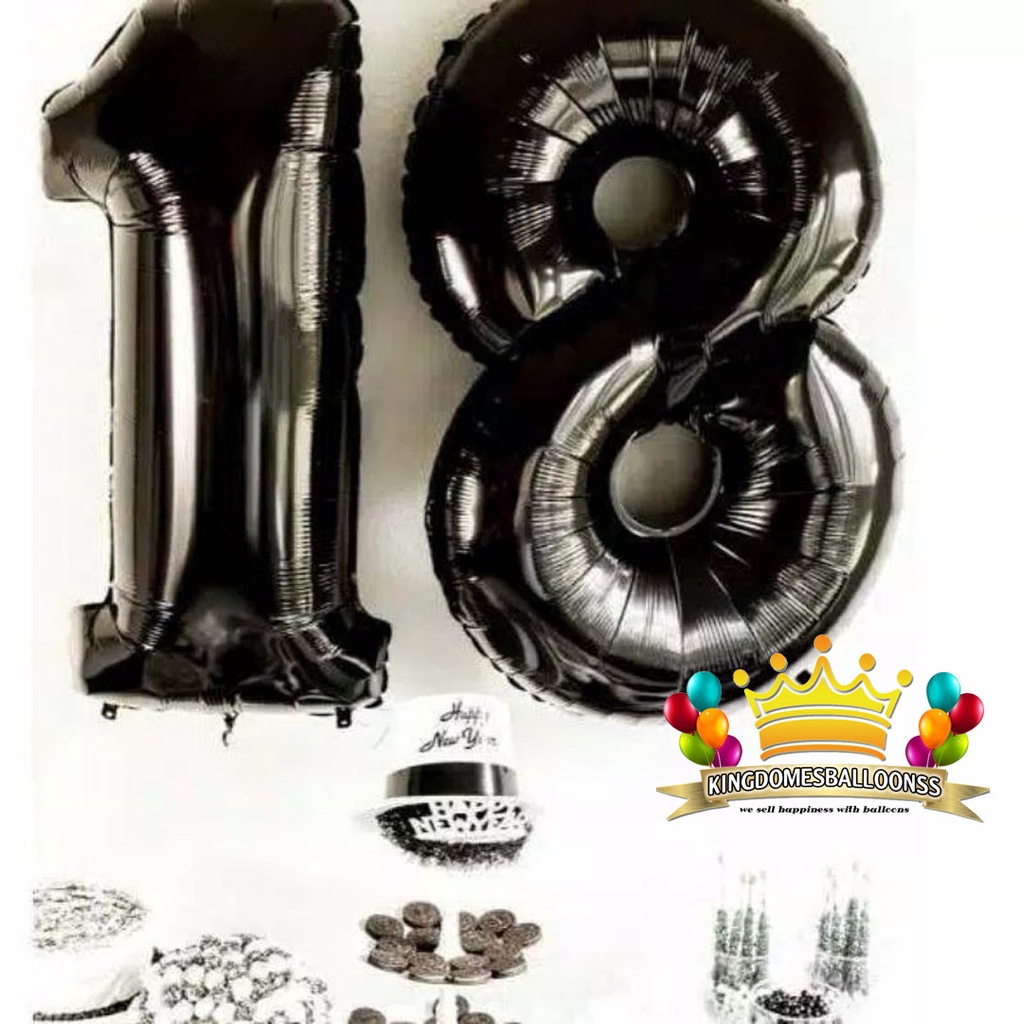Jual Balon Foil Angka dan Huruf 80cm Jumbo Hitam / Black | Shopee Indonesia