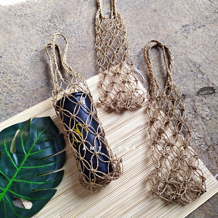 Jual Tas anyaman tali agel tempat botol mini/ tas anyaman bambu/ tas ...