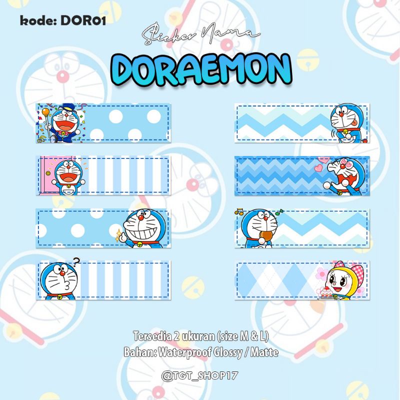 Jual Sticker Label Nama Waterproof Custom Doraemon Domo Kun Dinosaurus ...