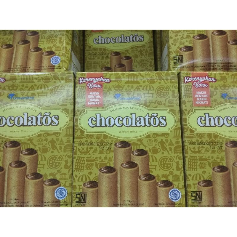 Jual Gery Chocolatos Wafer Roll Rasa Coklat isi 24 pcs | Shopee Indonesia