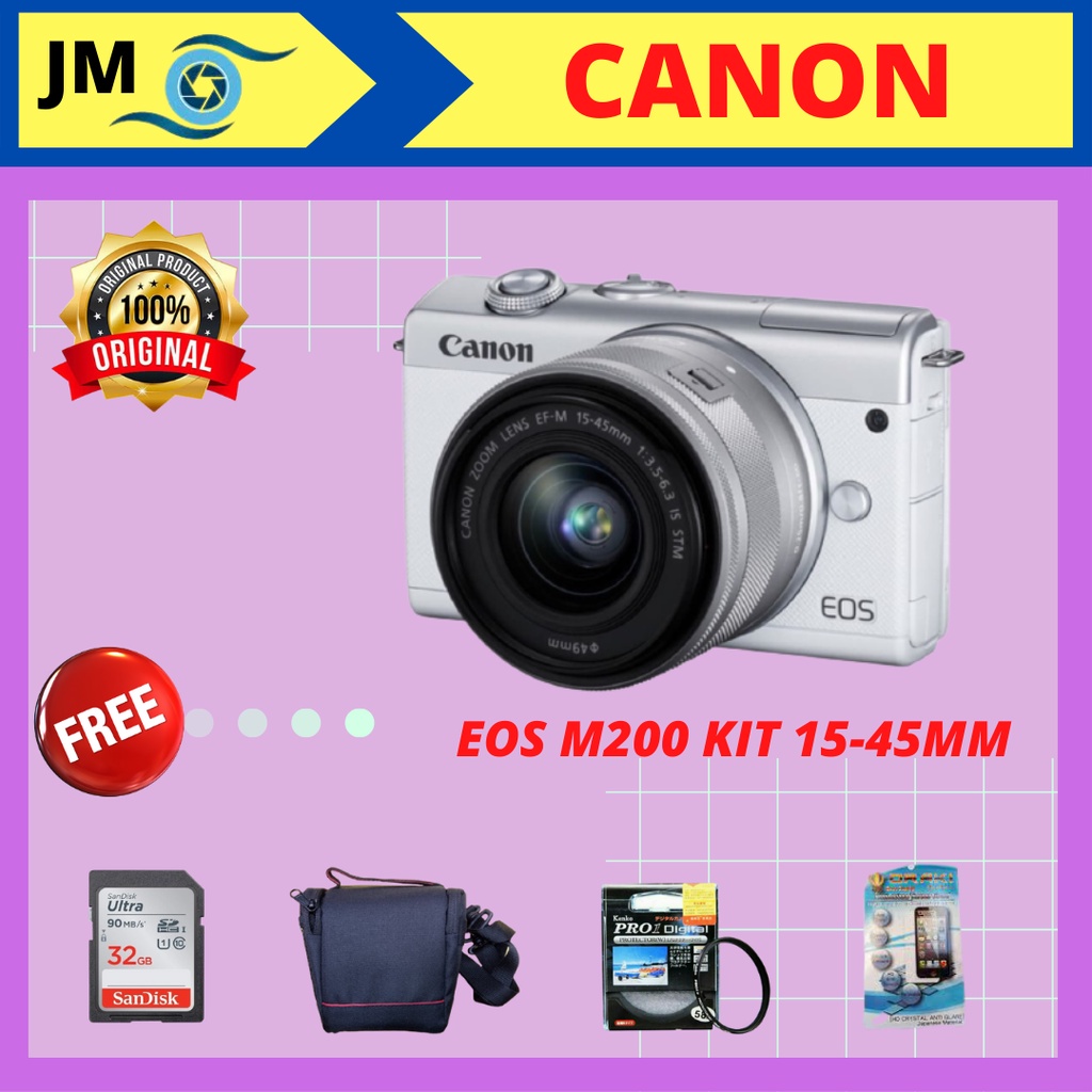 Jual Canon EOS M200 Kit 15-45mm | Shopee Indonesia