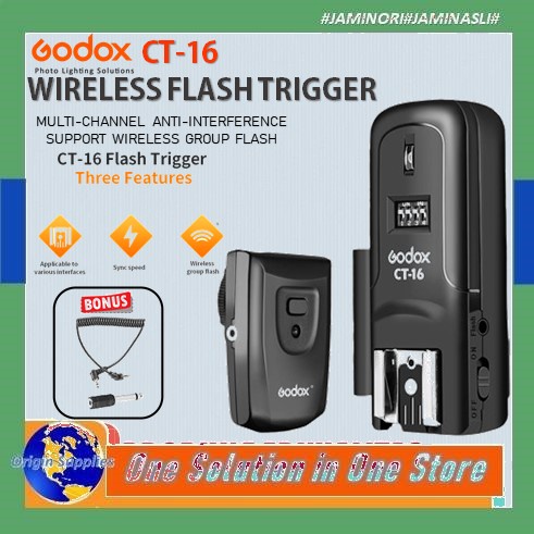 Jual Godox Wireless Flash Trigger and Transmitter 16 Channel CT-16 DSLR ...