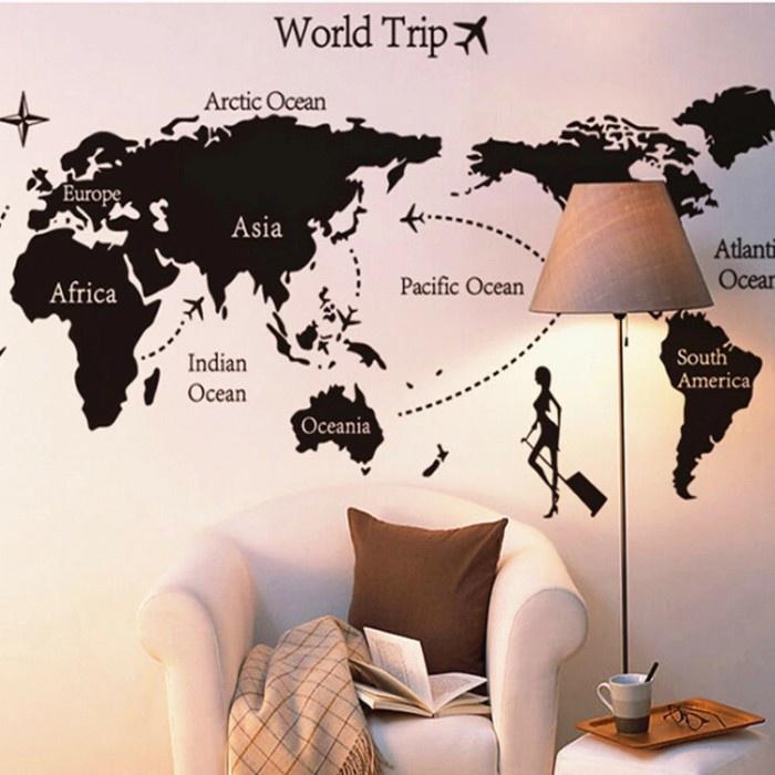Jual Wall Sticker / Stiker Dinding / Kaca (Peta Dunia, "World Trip ...
