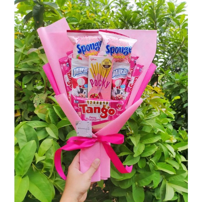 Jual (S) BUKET PINK SPONGE 2 LUCU CANTIK/paket/bingkisan Snack Ulang ...