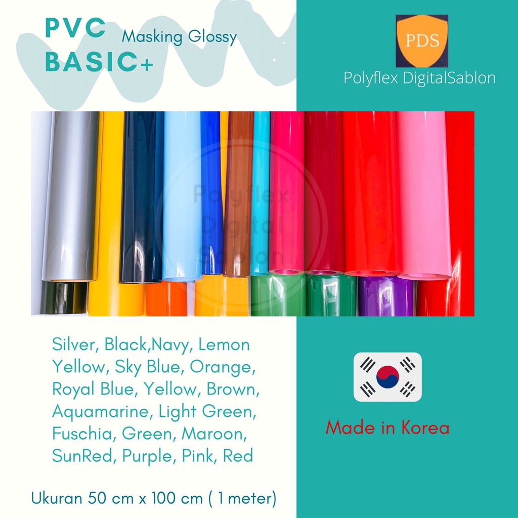 Jual Polyflex PVC Korea Basic+ Masking Glossy Warna Solid Meteran Murah ...