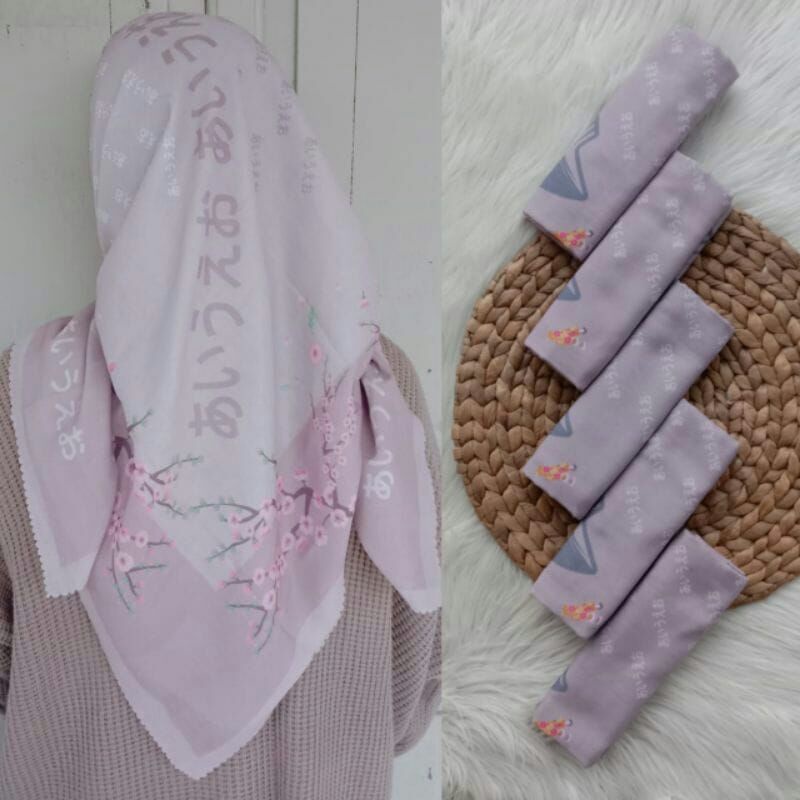 Jual JILBAB KORAN KOREA SAKURA // JILBAB SEGI EMPAT VIRAL // KORAN ...