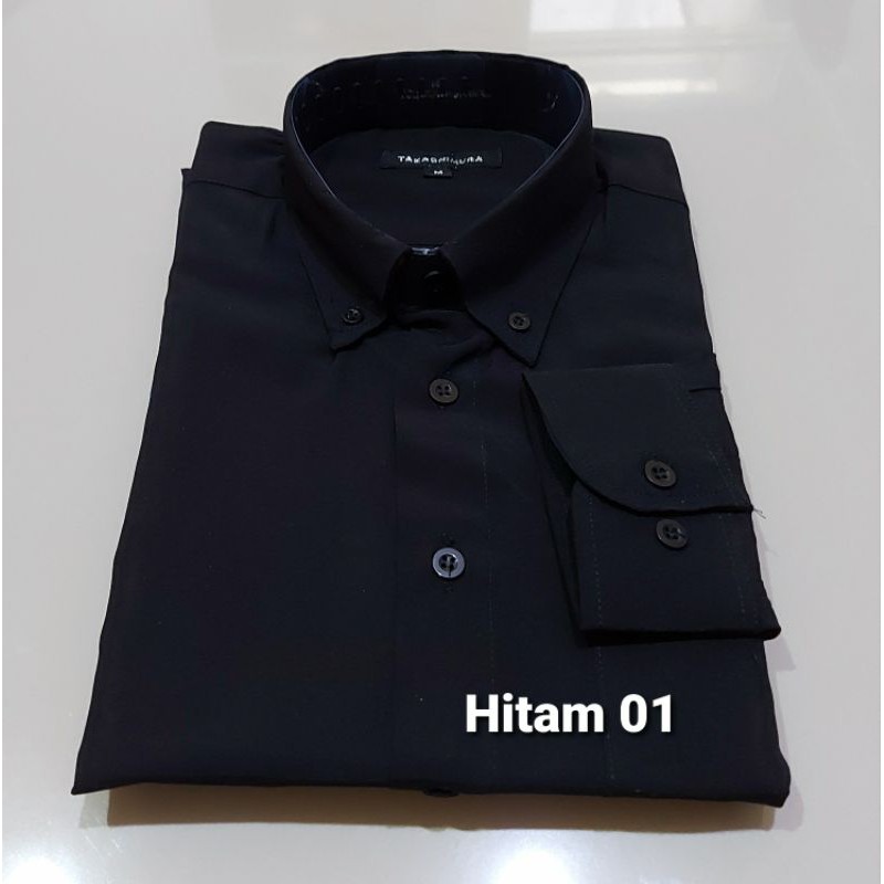 Jual Kemeja Polos Lengan Panjang M L XL semi slim hijau tosca pink muda ...