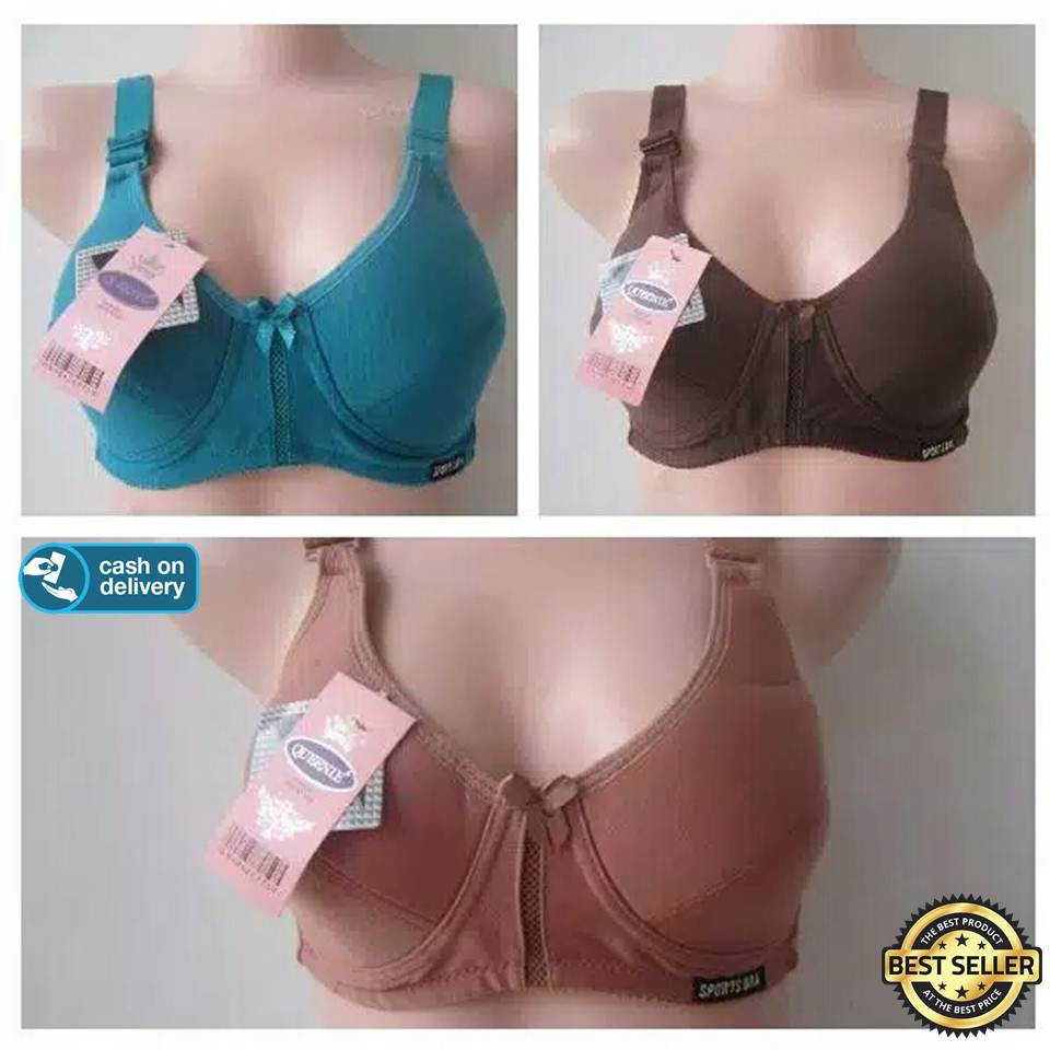 Jual Queenie Jumbo | Sport Bra / BH Pakaian Dalam Wanita Tanpa Kawat Busa Tipis Katun Big Size ...