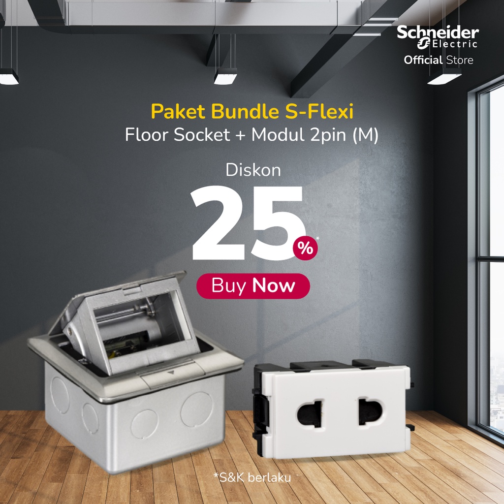 Jual Bundle Schneider Electric Floor Socket Silver + S-Flexi 2 pin(M ...