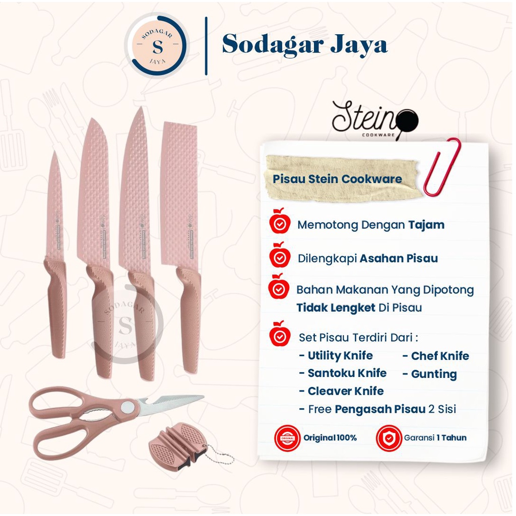 Jual Stein Cookware Knife Set Pisau Set Stein Diamond Non Stick Coating ...
