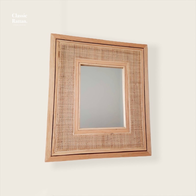 Jual Rustic Rectangular Cane Mirror | Shopee Indonesia