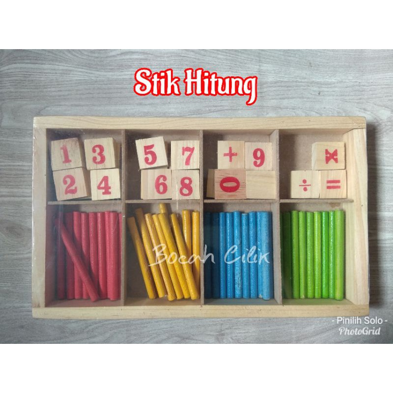 Jual alat peraga edukatif balok kayu kereta kotak pas menara donat ...