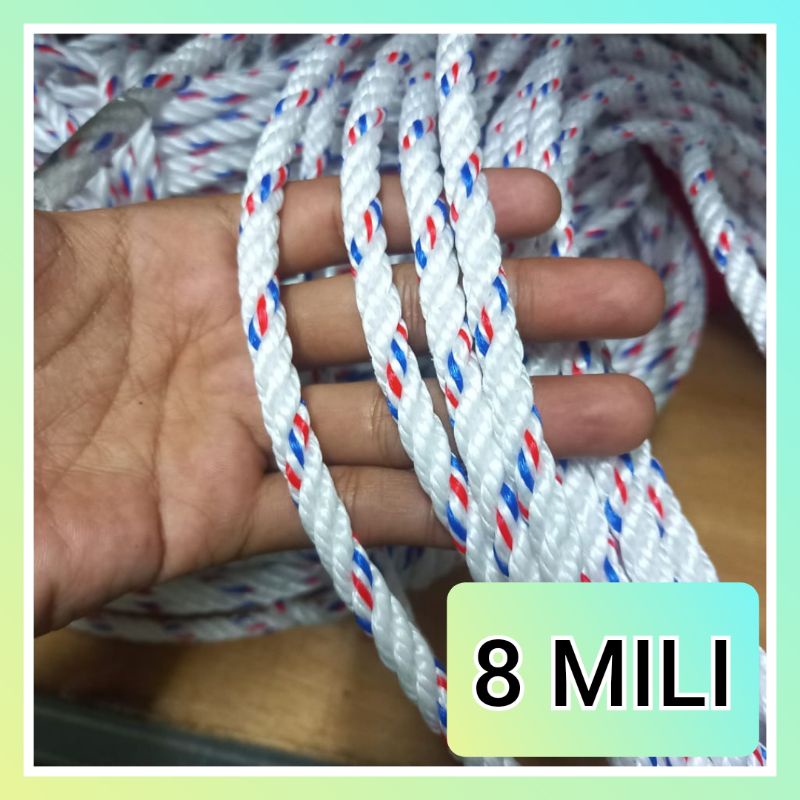 Jual TALI TAMBANG PLASTIM 8 MM 50 METER / TALI TAMBANG ECERAN / TALI ...