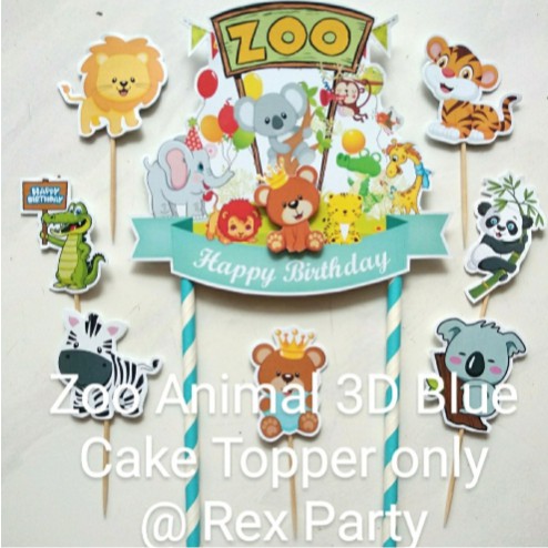 Jual Zoo Animal Cake Topper/Topper Kue Zoo Animal atau One Year/Zoo ...